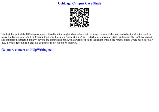 Uchicago Campus Case Study | PPT