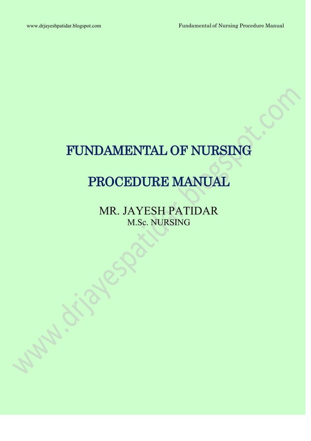Fundamental of nursing procedure mannual | PDF