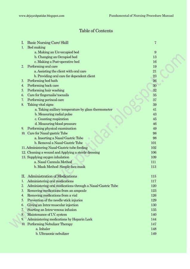 Fundamental of nursing procedure mannual | PDF