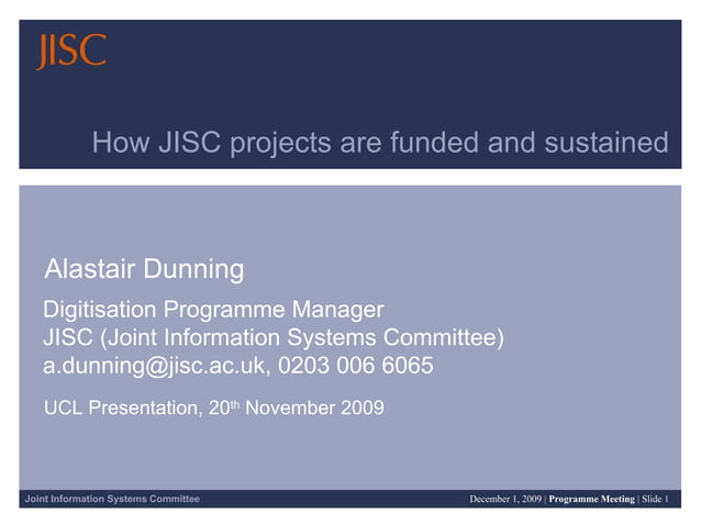 How JISC projects are funded and sustained | PPT