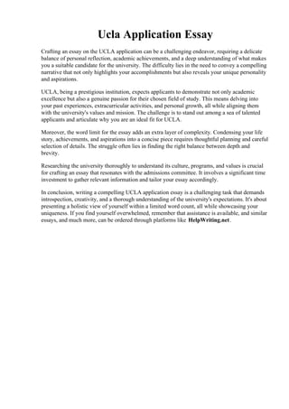 Ucla Application Essay | PDF