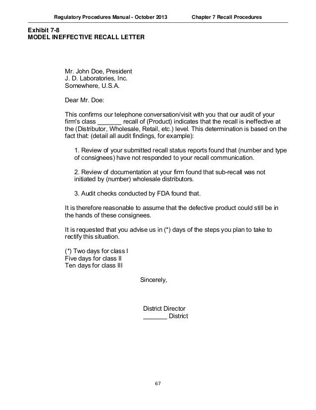 RECALL PROCEDURES // FOOD SAFETY