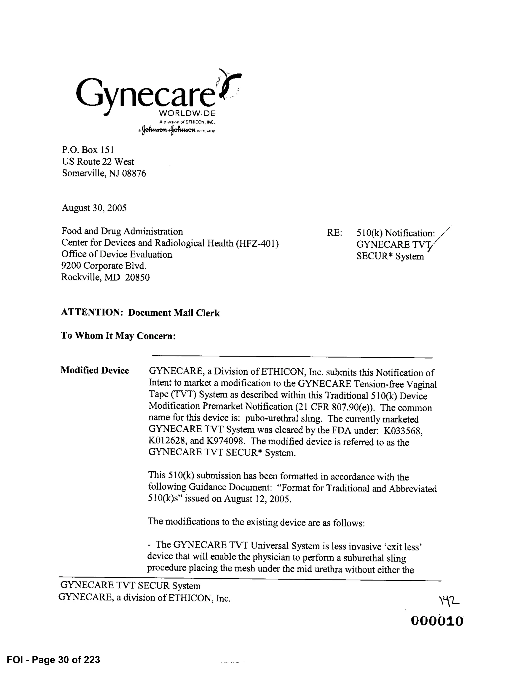 FDA 510(k) submission - redacted | PDF