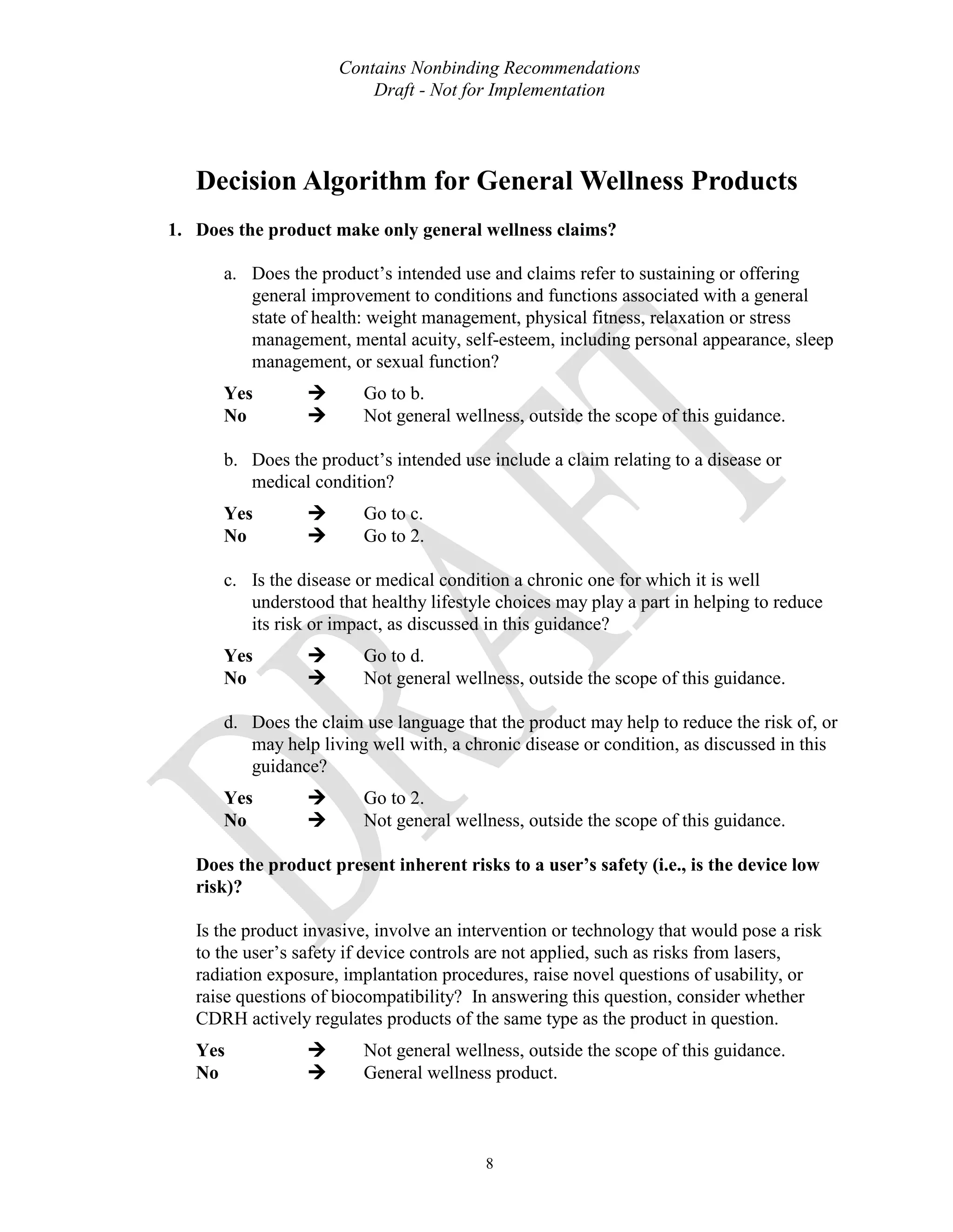 FDA - General Wellness: Policy for Low Risk Devices | PDF