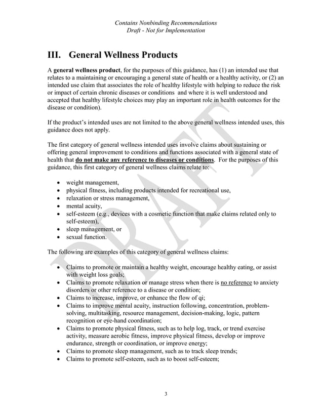 FDA - General Wellness: Policy for Low Risk Devices | PDF | Wellness ...