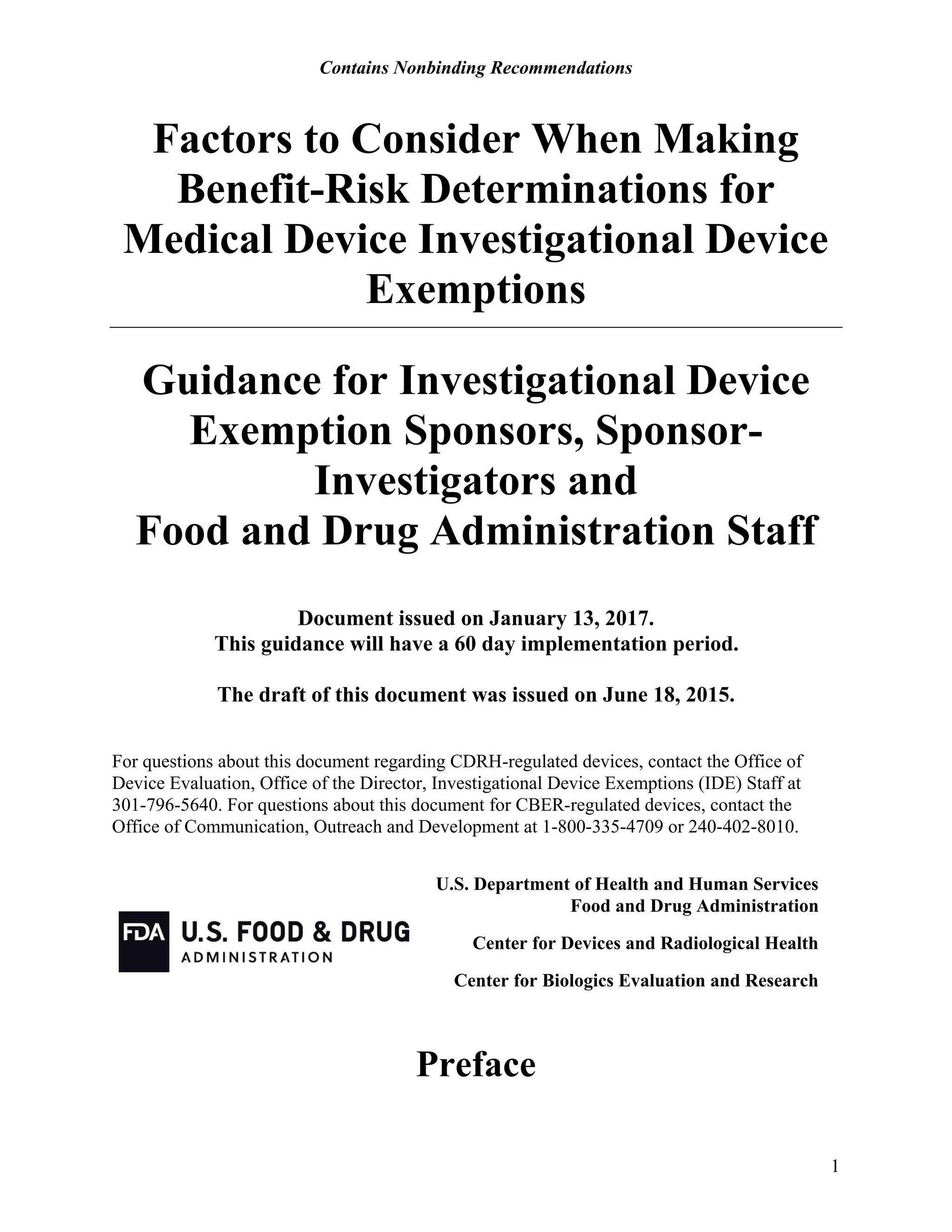 Final FDA guidance on Medical Devices and Risk Analysis | PDF