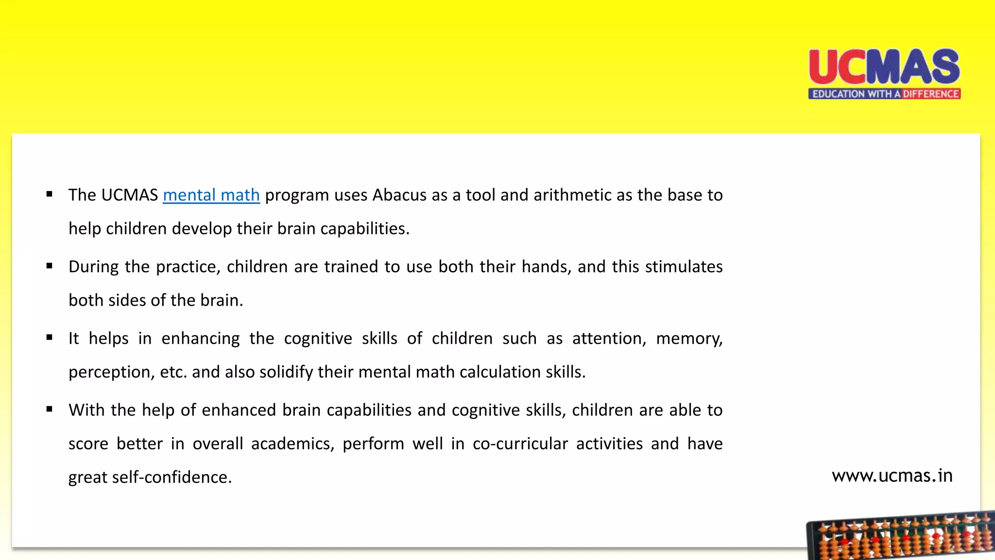 Ucmas makes your childs brain sharper. | PPTX