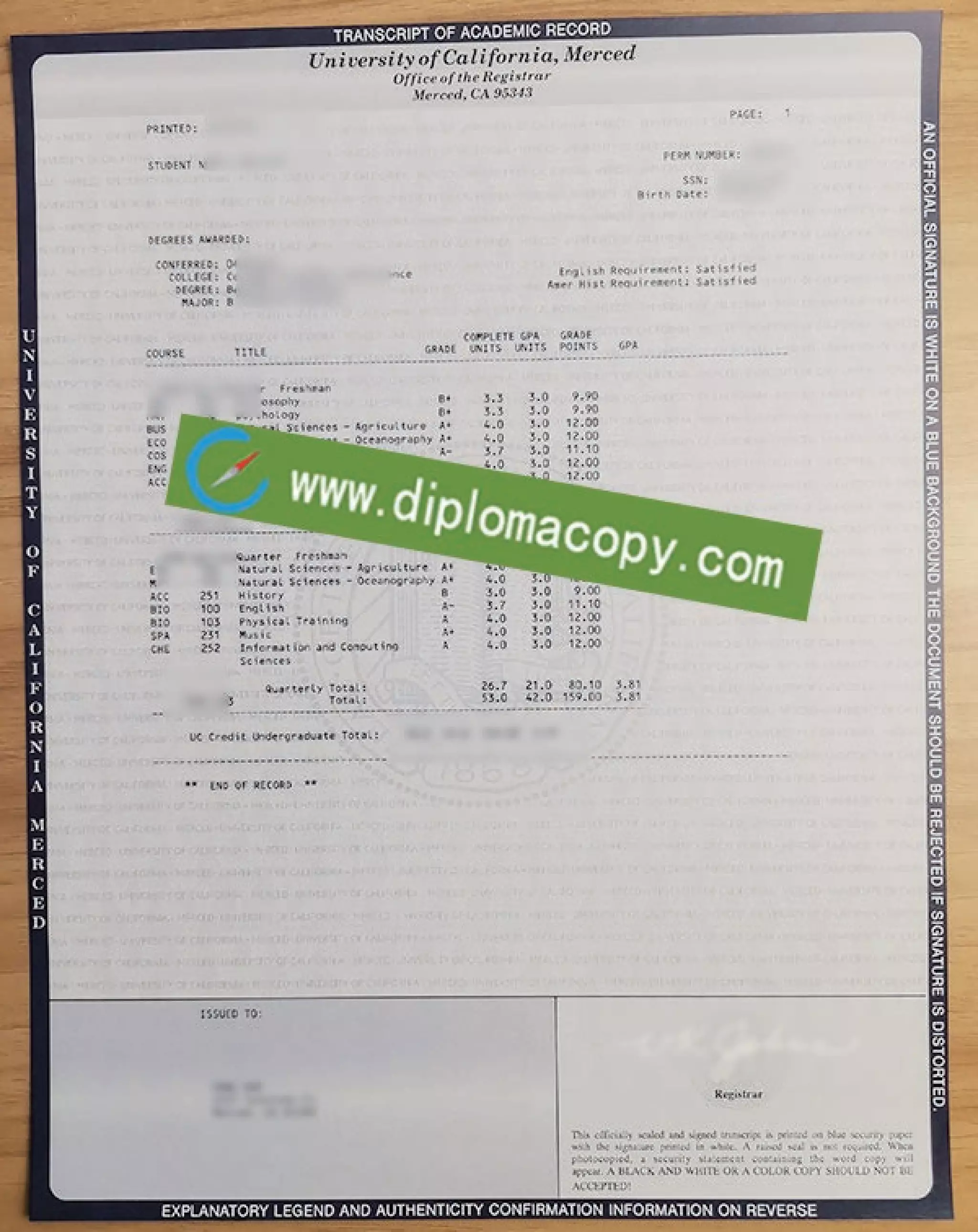 UC Merced transcript fake UCM diploma | PDF