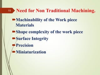 Introduction to unconventional machining processes | PPTX | Chemistry ...