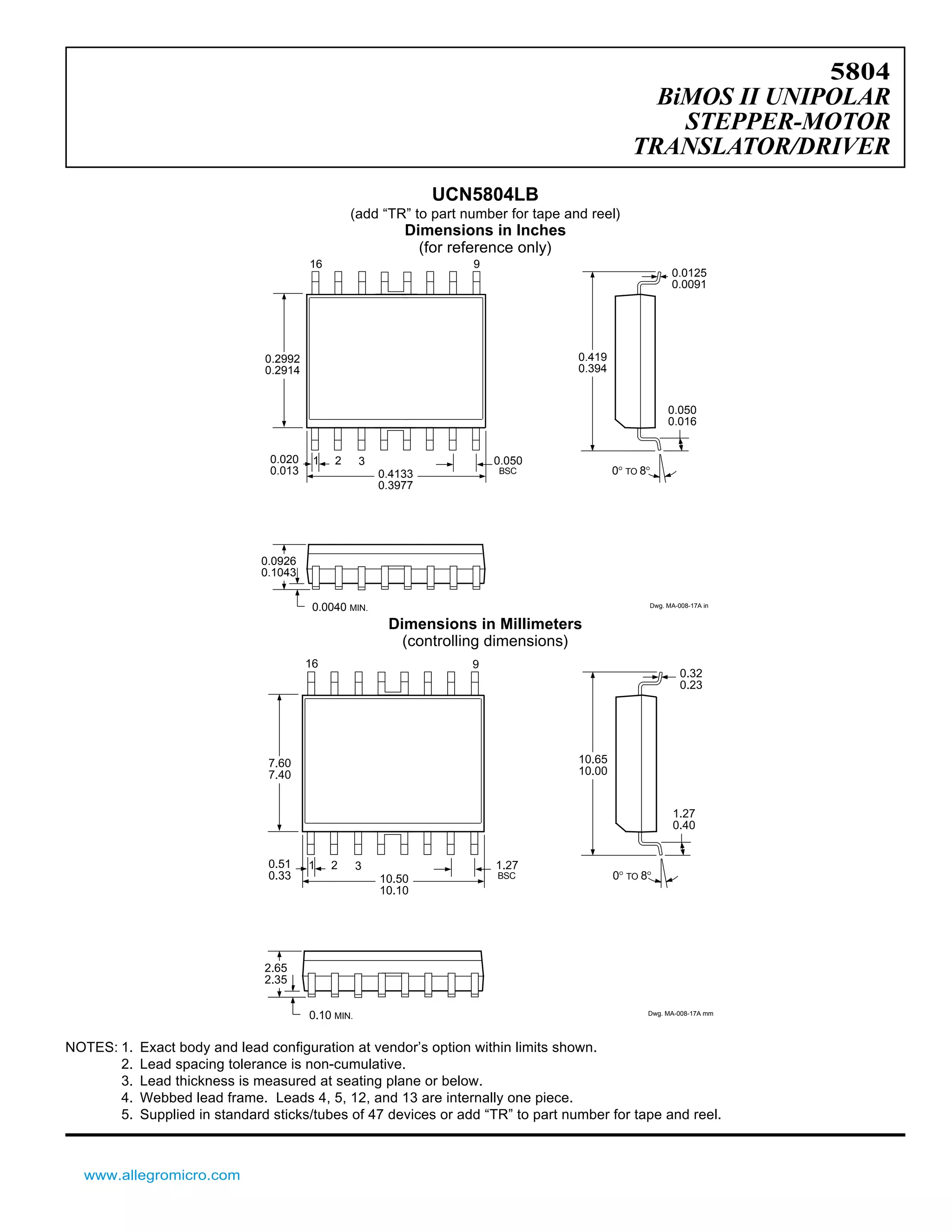 Ucn5804 datasheet | PDF