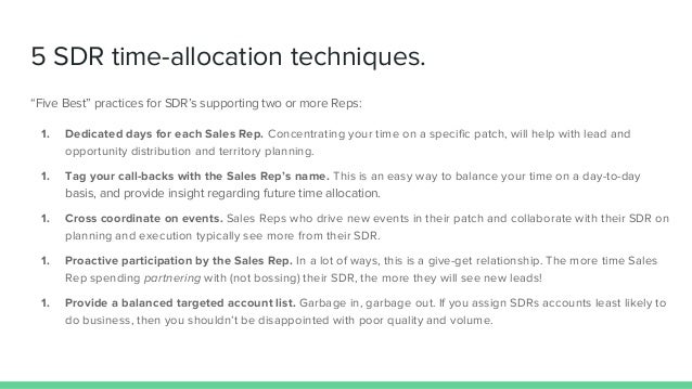 Managing Appropriate SDR Performance Distribution Across Multiple Sales ...