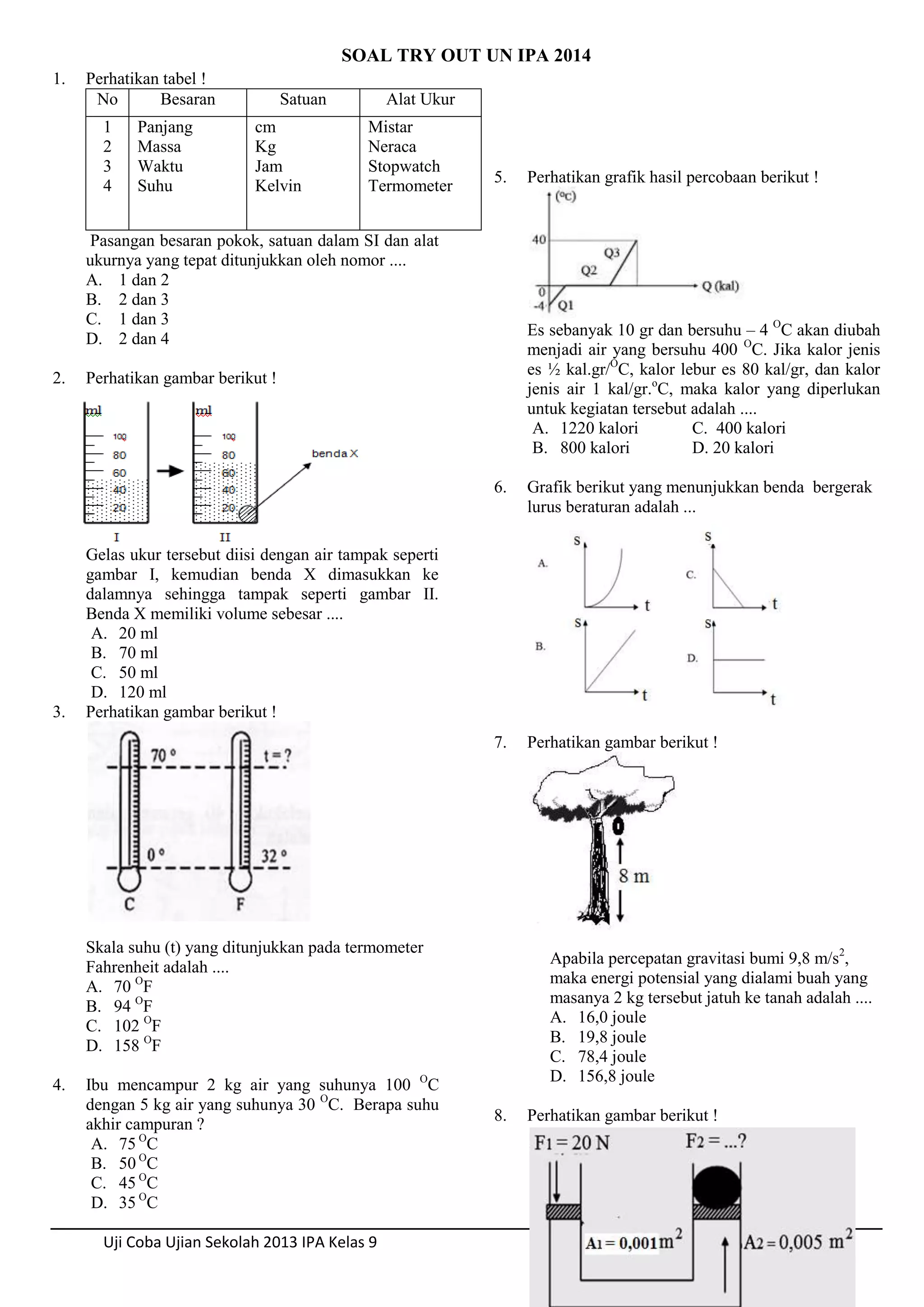SOAL TRY OUT UN IPA 2014 | PDF