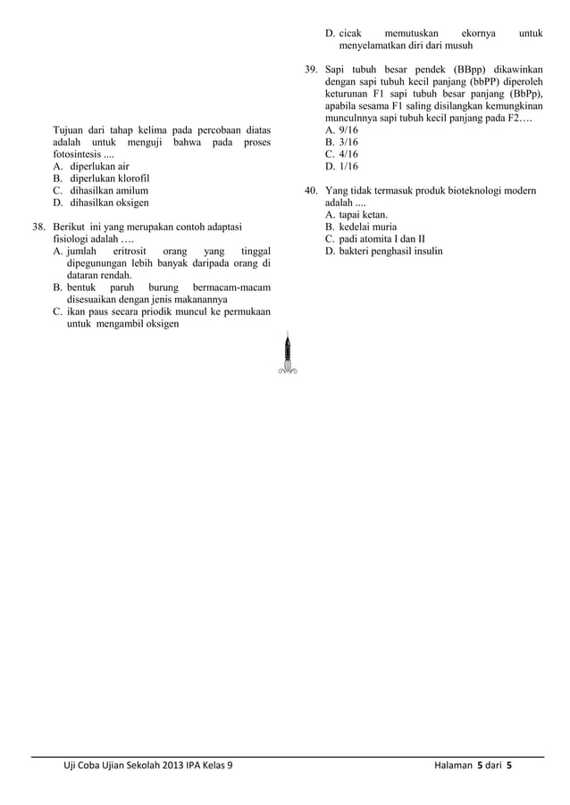 SOAL TRY OUT UN IPA 2014 | PDF