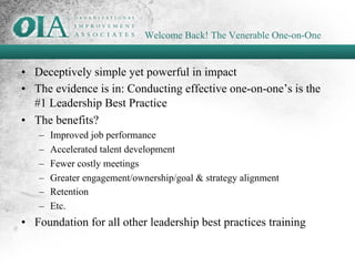 Conducting Effective One-on-One's | PDF
