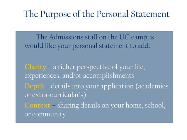 UC Personal Statement Webinar | PPT