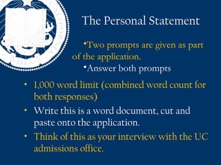 UC Personal Statement Webinar | PPS
