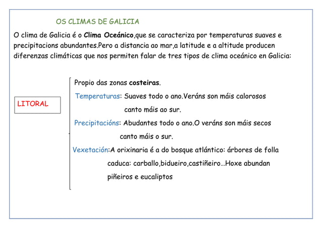 Os climas de Galicia.5ºPrimaria | PDF