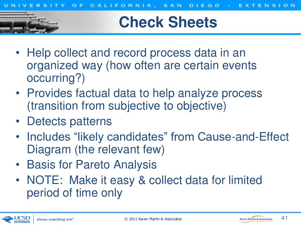 Check Sheets • Help collect