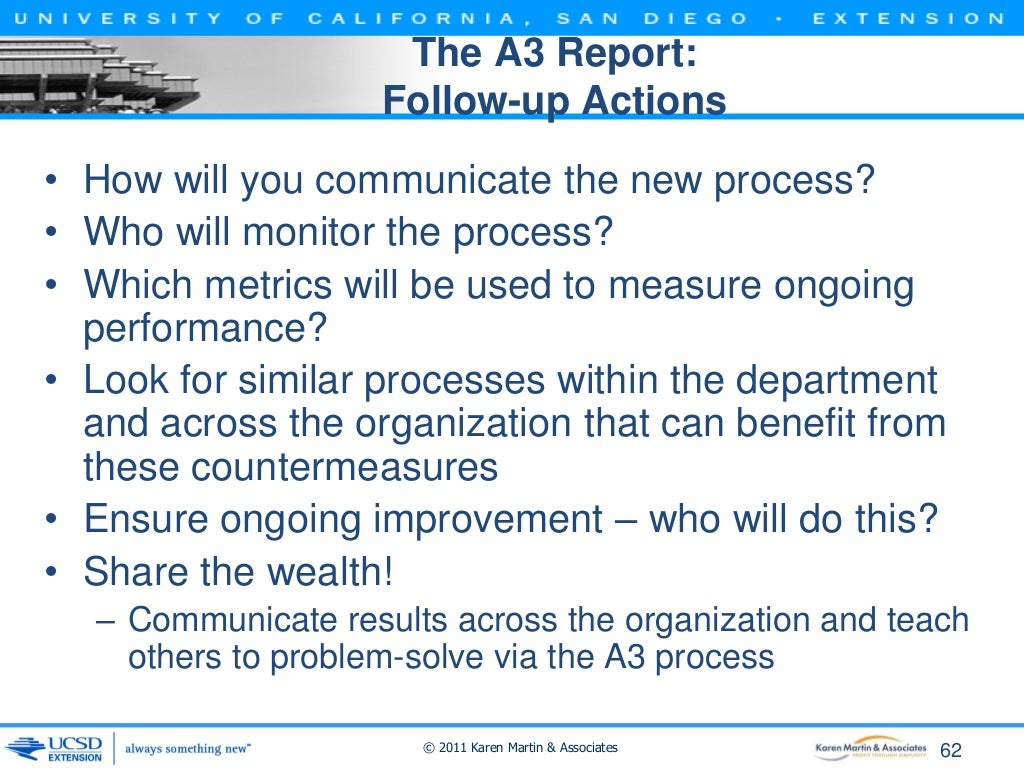 The A3 Report: Follow-up Actions