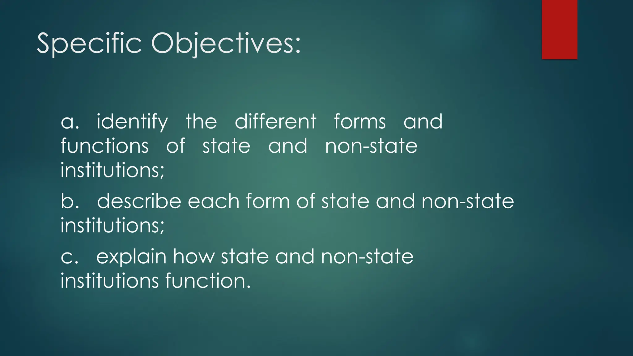 State and Non- State Institutions Presentation | PPTX