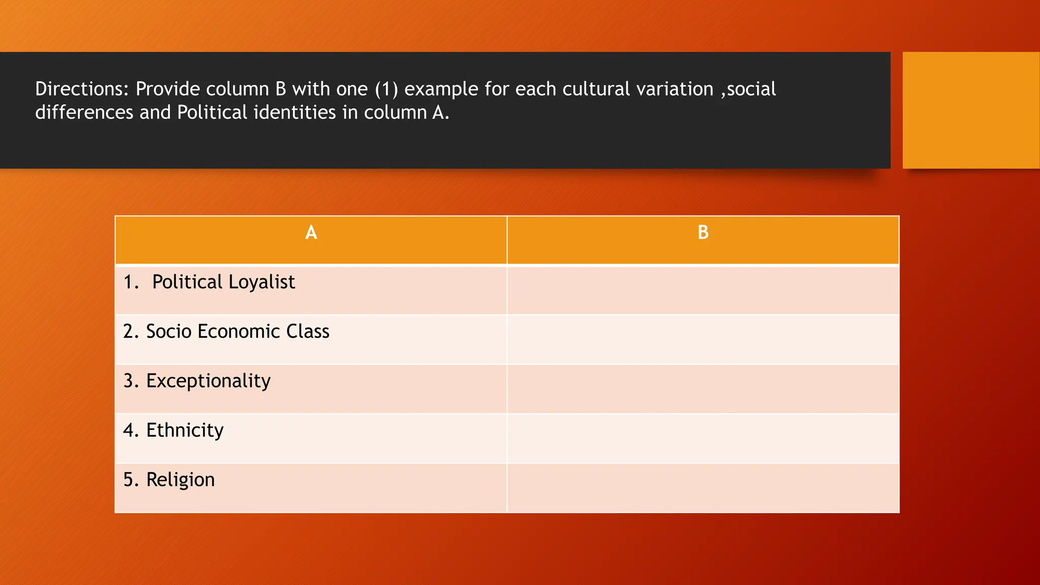 Cultural Variation, Social Differences and Political Identities | PPTX