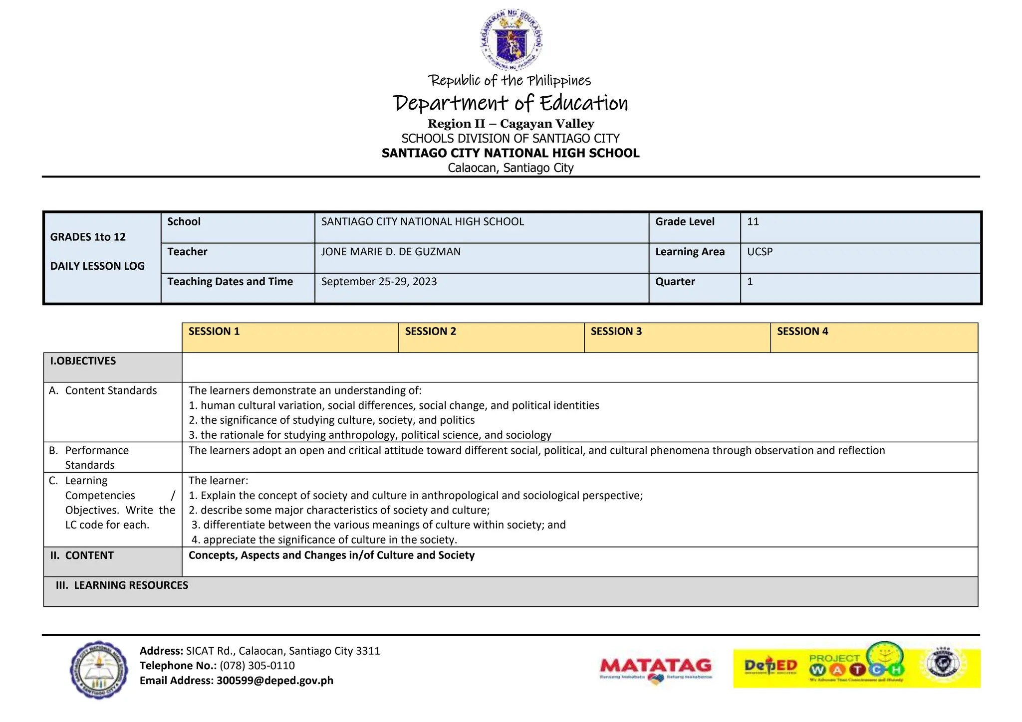 UCSP week two Daily Lesson Log (1).docx UCSP week two Daily Lesson Log (1).docx