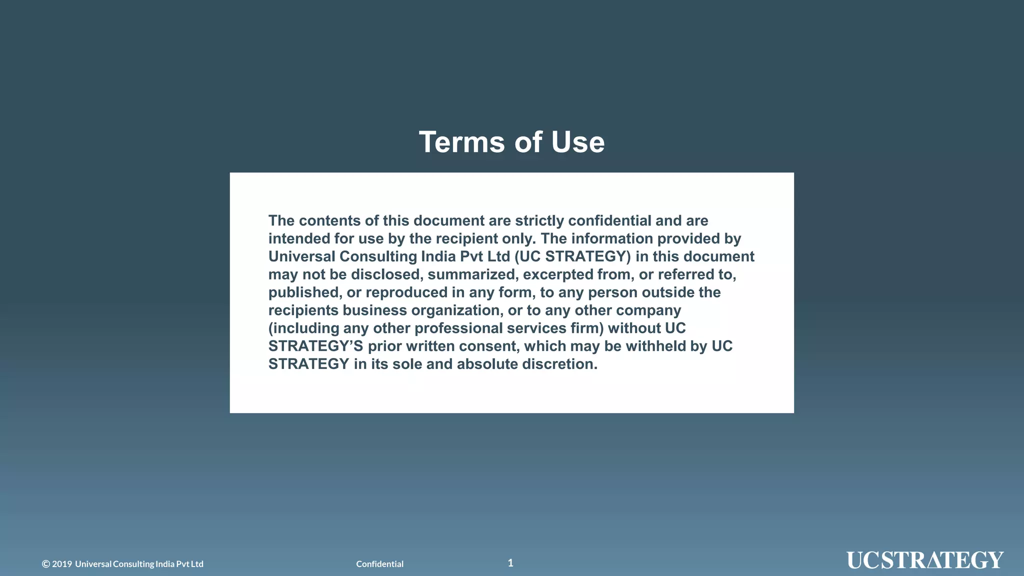 Strategy Implementation Practice | UC STRATEGY | Nov 2019 | PPT