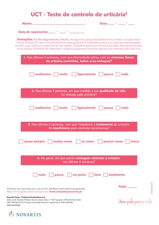 Teste de controlo de urticária - UCT | PDF