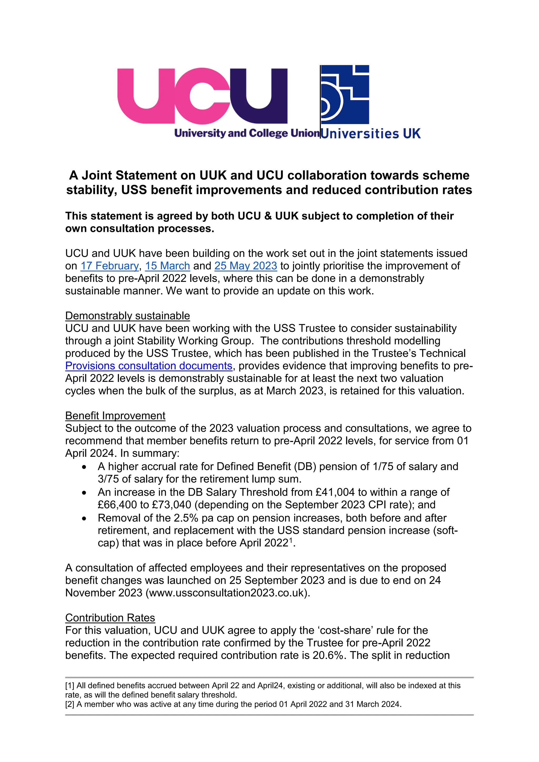 UUK and UCU joint statement | PDF | Government Support and Welfare ...