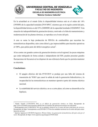 Informe sobre la Falla del Sistema Electrico Nacional Venezuela | PDF
