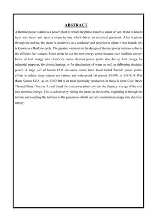 ELECTRICAL ENGINEERING THERMAL POWER PLANT Industrial Report | PDF