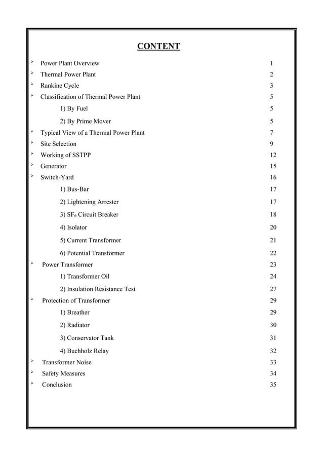 ELECTRICAL ENGINEERING THERMAL POWER PLANT Industrial Report | PDF ...