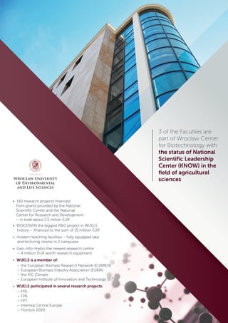Wrocław University of Environmental and Life Sciences - BROCHURE | PDF