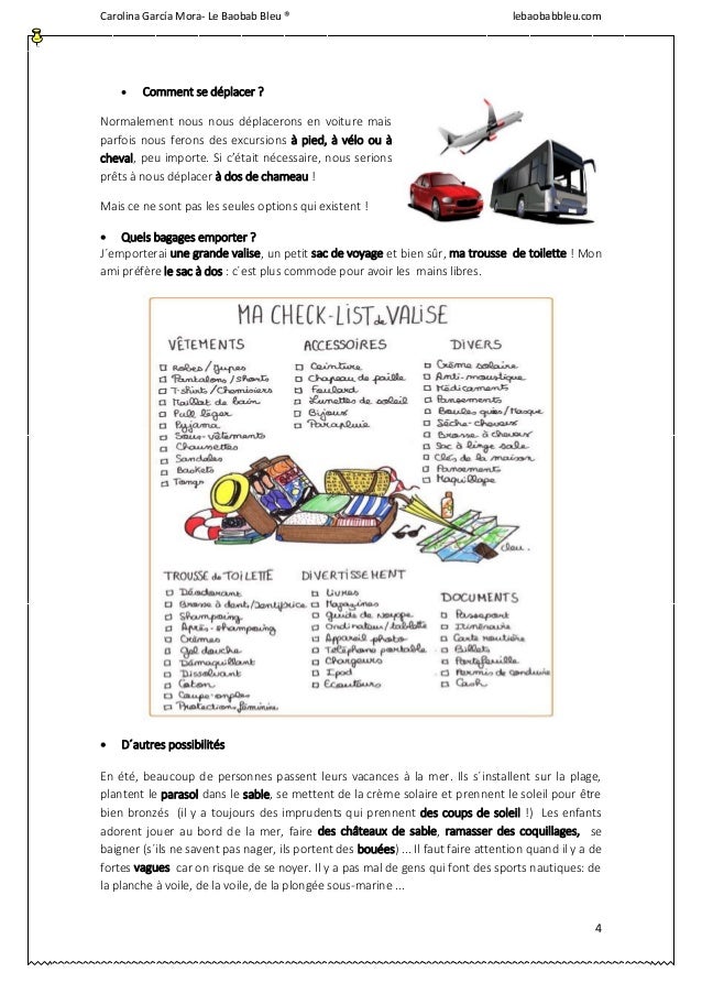 Lexique- les voyages et les vacances (B1)