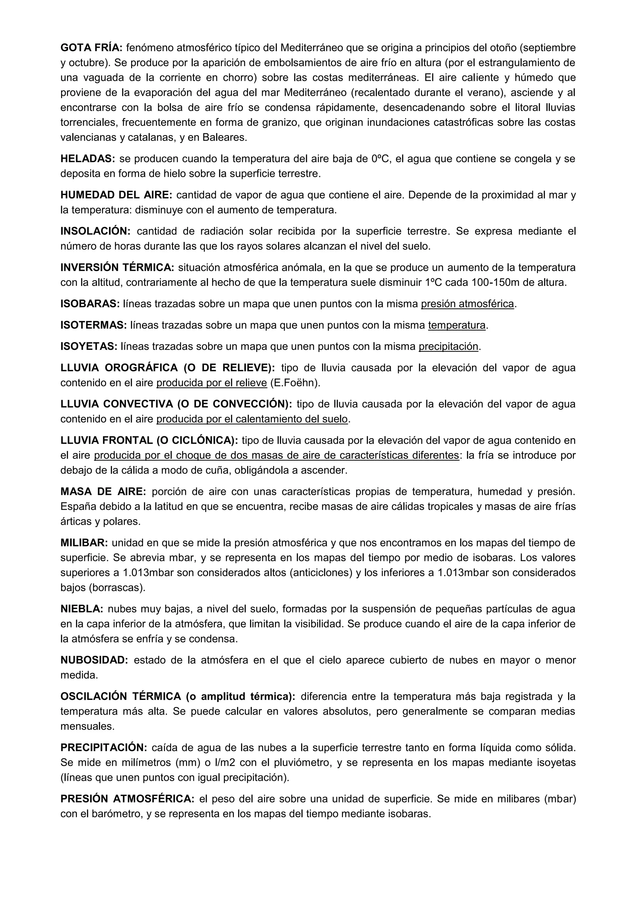 Ud2. el clima. vocabulario | PDF