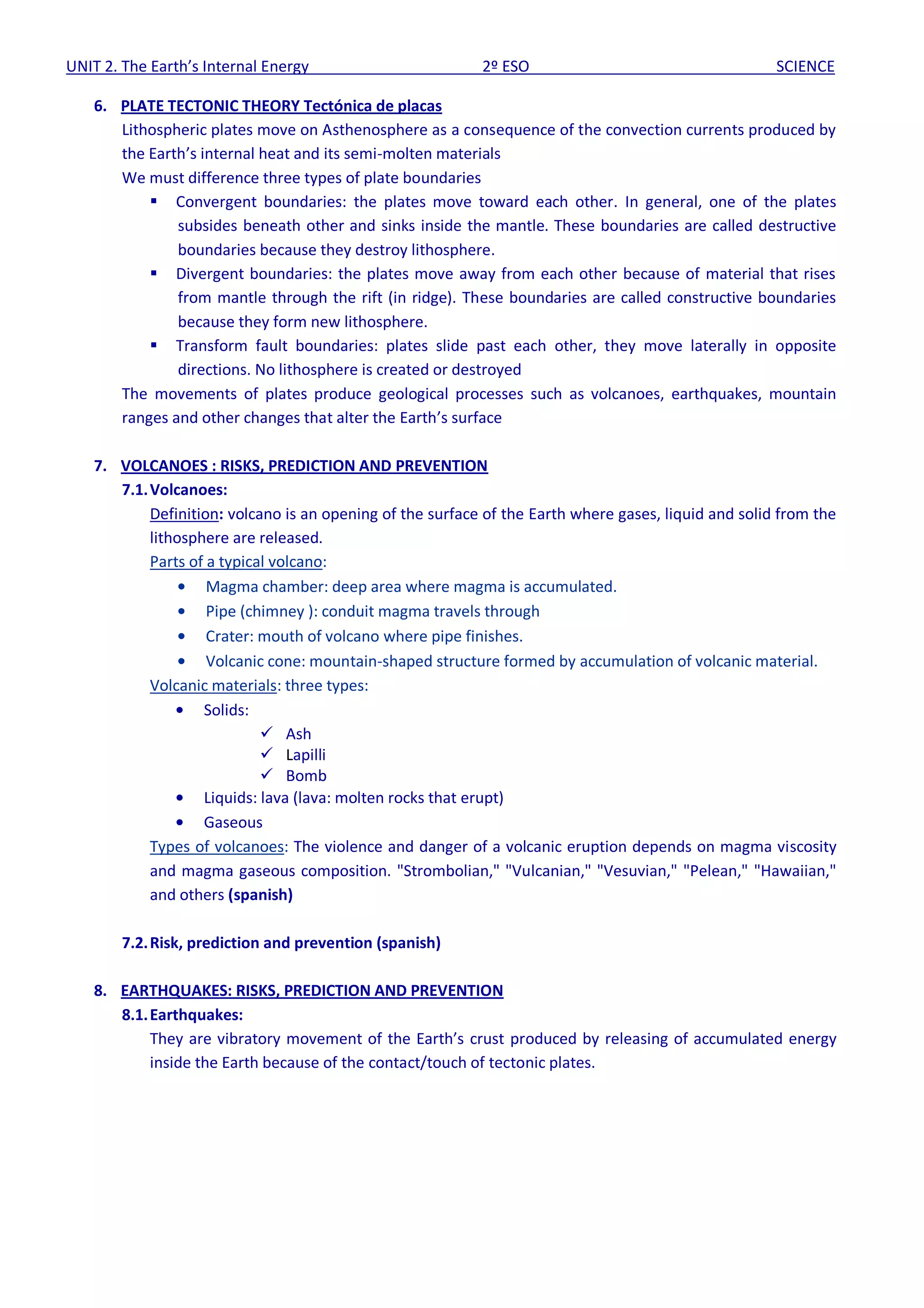 UNIT 2 EARTH'S INTERNAL ENERGY. | PDF