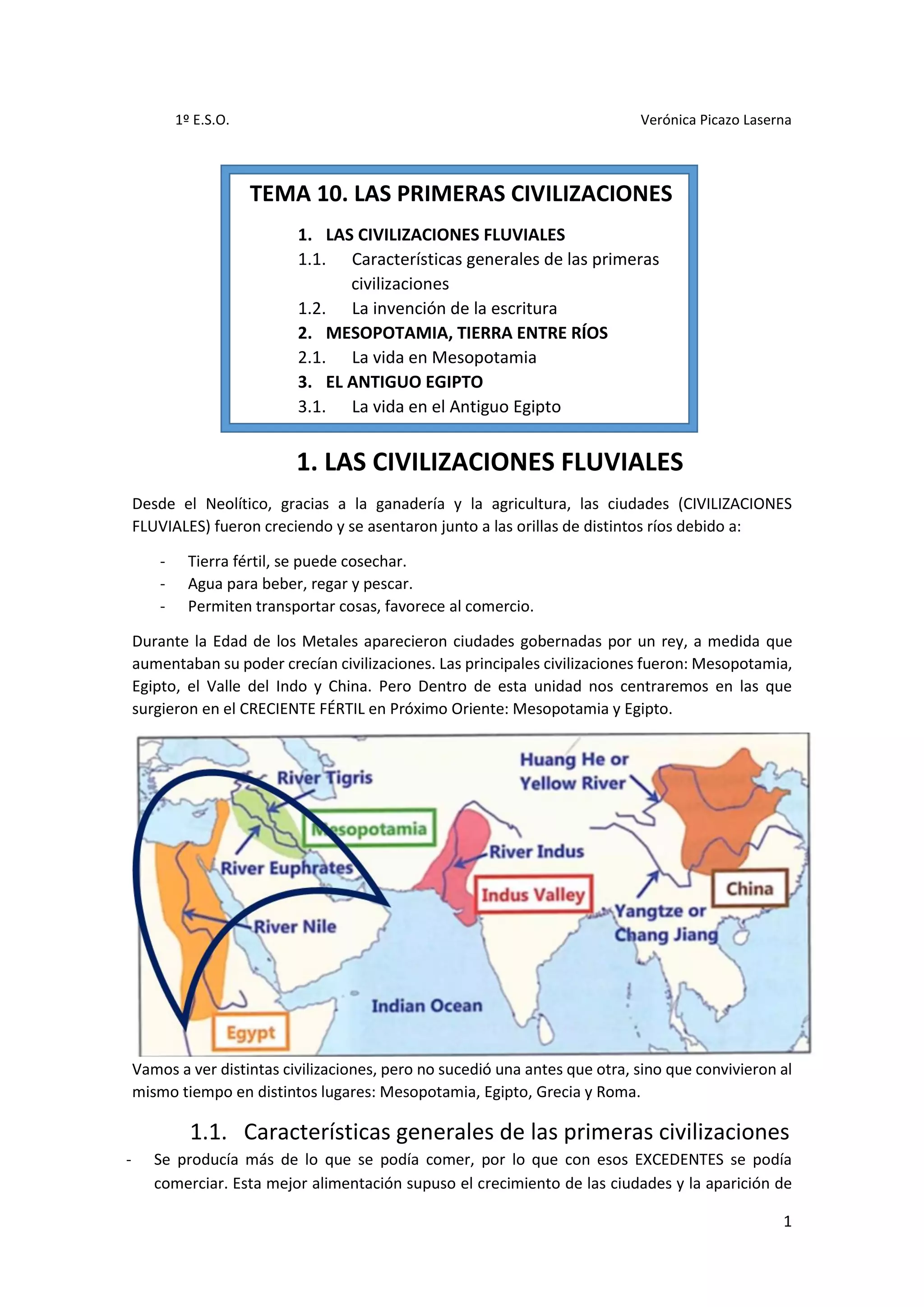 APUNTES (1 ESO) UD 8. Las primeras civilizaciones | PDF
