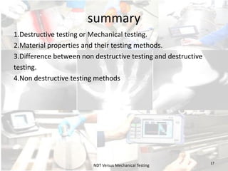 Non Destructive Testing Versus Destructive Testing | PDF