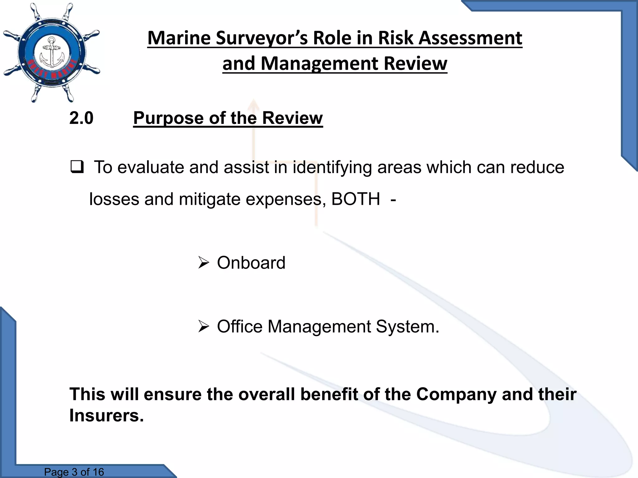 Marine Surveyor’s Role in Risk Assessment & Management Review | PPT