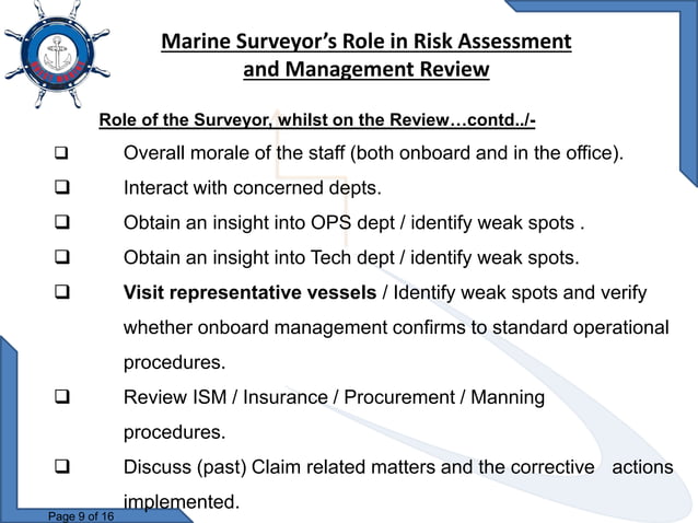 Marine Surveyor’s Role in Risk Assessment & Management Review | PPT