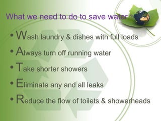 Save Water, Save Earth..!! | PPTX