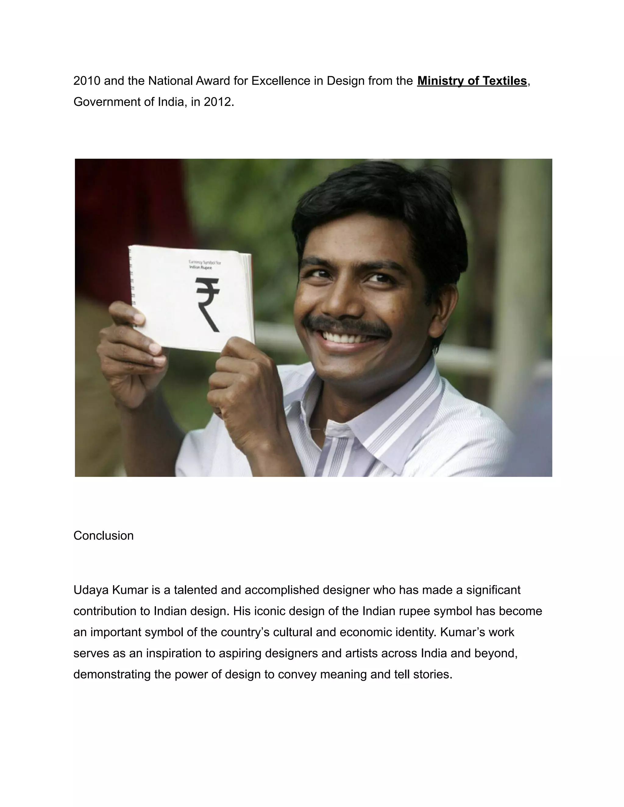Udaya Kumar: The Creative Mind Behind India’s Distinctive Rupee Symbol | PDF