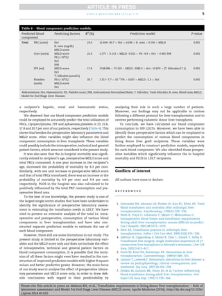 Transfusion requirements in living donor liver transplantation e Role ...