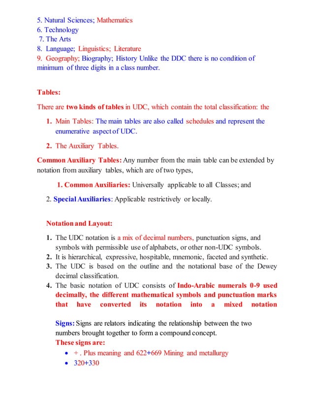 UNIVERSAL DECIMAL CLASSIFICATION-UDC | DOC | Technology & Computing