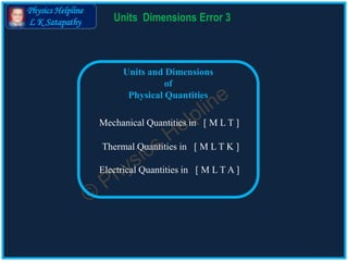 Units Dimensions Error 3 | PPTX | Physics | Science