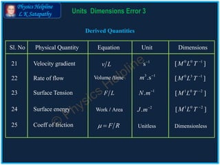 Units Dimensions Error 3 | PPTX | Physics | Science