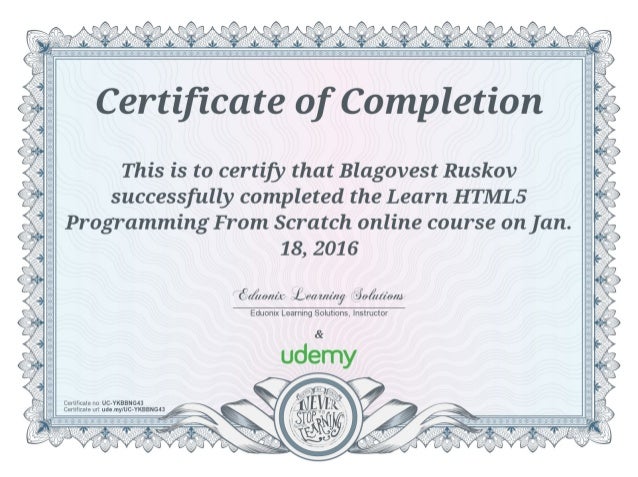 Udemy Certificate Html5 Programming 5980