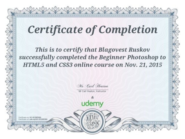 Udemy Certificate Photoshop Html Css