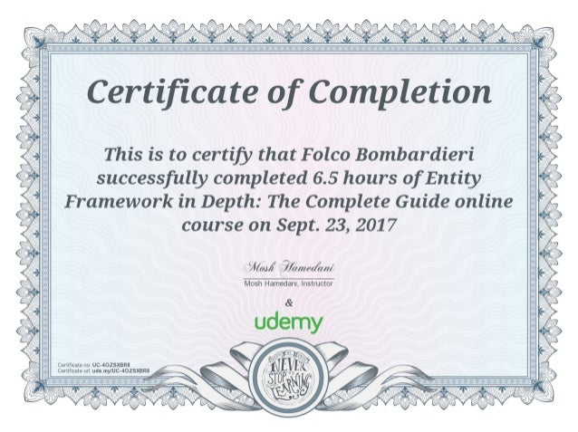 Certificate Of Completion Entity Framework In Depth The Complete G…