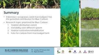 Research priorities in seagrass ecosystems to enhance blue carbon as Natural Climate Solution in ...